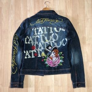 Ed Hardy | Jackets & Coats | Ed Hardy Authentic Tattoo Denim Jacket ...